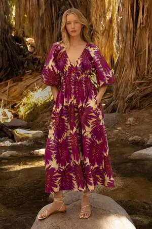 MARIE OLIVER Ava Floral Print Cotton Dress Boysenberry
