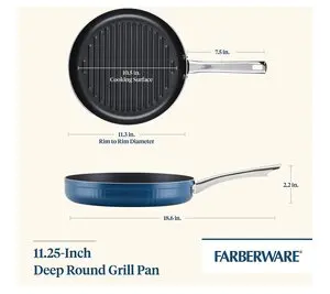 FARBERWARE Style Nonstick 11.25in Deep Round Gr Ill Pan