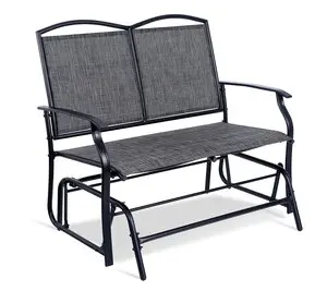BACKYARD EXPRESSIONS 2-person Patio Glider Grey Sling Fabric - One-color