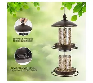 BACKYARD EXPRESSIONS 2-tier Bird Feeder With Su Re-lock Cap