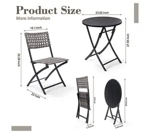 BACKYARD EXPRESSIONS 3 Piece Wicker Folding Pat O Bistro Set