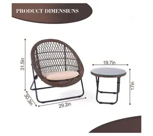 BACKYARD EXPRESSIONS 3 Piece Folding Outdoor Pa Io Bistro Set