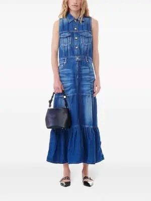 GANNI Sleeveless Denim Midi Dress