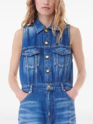 GANNI Sleeveless Denim Midi Dress