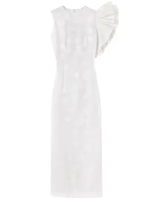 DESTREE Franz Ruffle-detailing Midi Dress - White