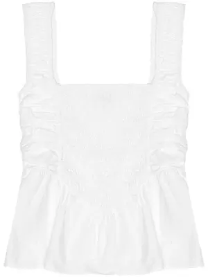 GANNI Gathered Peplum Blouse - White