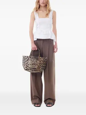 GANNI Gathered Peplum Blouse - White