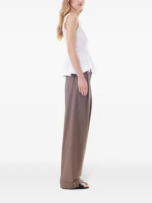 GANNI Gathered Peplum Blouse - White