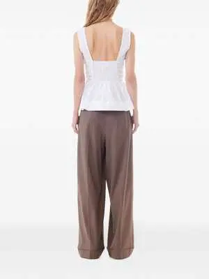GANNI Gathered Peplum Blouse - White