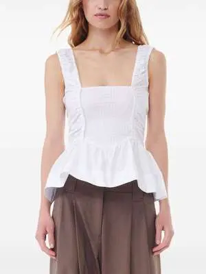 GANNI Gathered Peplum Blouse - White