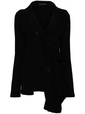 Yohji Yamamoto Asymmetric Notched Lapel Blazer - Black