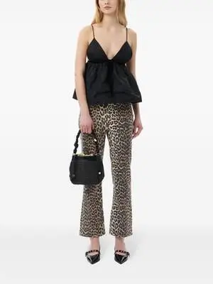 GANNI Floral-jacquard Flared Tank Top