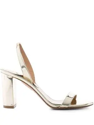 AQUAZZURA 85mm So Nude Metallic Leather Sandals - Gold