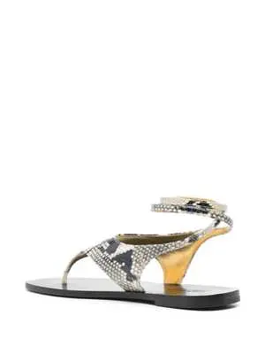 Paris Texas Amalfi Snakeskin-effect Sandals - Black