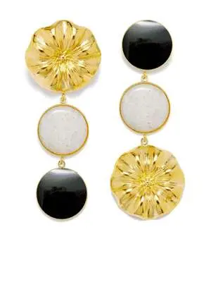 DESTREE Sonia Daisy Double-stone Drop Earrings - Black