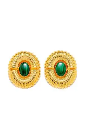 DESTREE Embossed Stud Earrings - Green