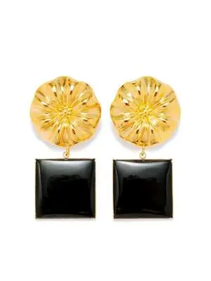 DESTREE Sonia Daisy Square Drop Earrings - Black