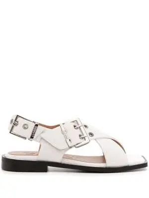 GANNI Buckled Crossover Strap Sandals