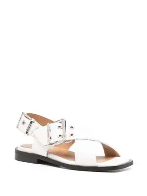 GANNI Buckled Crossover Strap Sandals