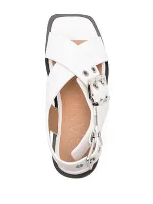 GANNI Buckled Crossover Strap Sandals