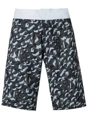 AMIR SLAMA Geometric-print Swim Shorts - Green