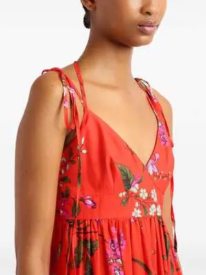 Erdem Floral-print Tiered Midi Dress - Red