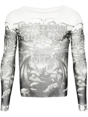 Jean Paul Gaultier Diablo-Print Mesh T-Shirt - Grey | Editorialist