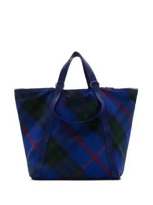 Burberry Festival Checked Tote Bag - Blue
