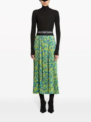 Balenciaga Floral-print Pleated Midi Skirt