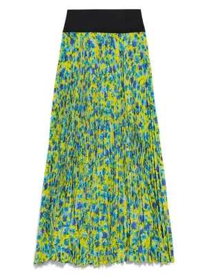 Balenciaga Floral-print Pleated Midi Skirt