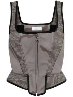 MARINE SERRE Regenerated Cotton Corset Top - Grey