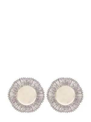 FANTASIA BY DESERIO Button Earrings - Silver