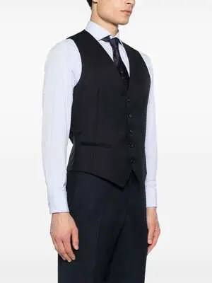 Tagliatore Panelled Virgin Wool Waistcoat - Blue
