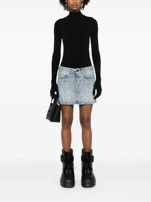 Balenciaga Logo-print Denim Mini Skirt - Blue