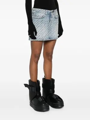 Balenciaga Logo-print Denim Mini Skirt - Blue