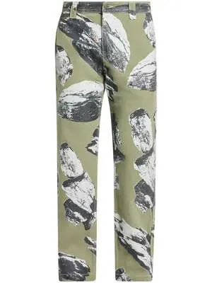 MARKET Talus Graphic-print Cotton Trousers - Green