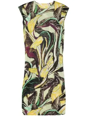 Issey Miyake Floral-print Plissé Midi Dress