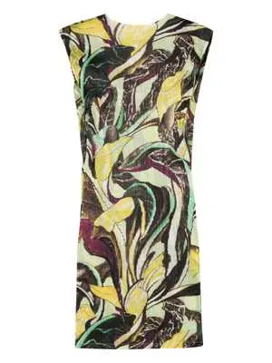 Issey Miyake Floral-print Plissé Midi Dress