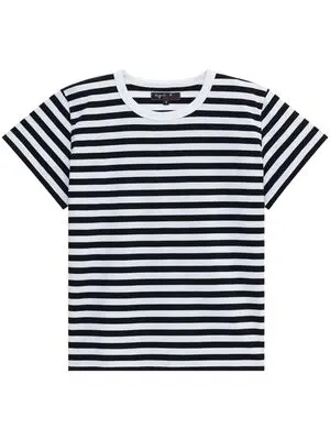 AGNES B. Striped Cotton T-shirt - Black