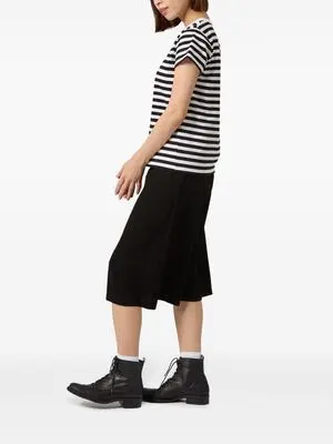 AGNES B. Striped Cotton T-shirt - Black