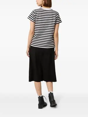 AGNES B. Striped Cotton T-shirt - Black