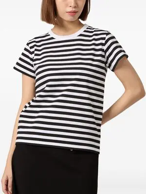 AGNES B. Striped Cotton T-shirt - Black