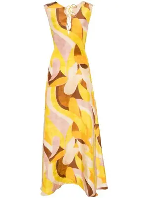Raquel Diniz Daisy Abstract-pattern Maxi Dress