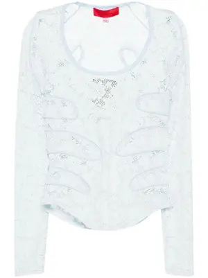 Eckhaus Latta Seraph Floral-lace Top - Blue