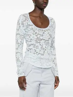 Eckhaus Latta Seraph Floral-lace Top - Blue
