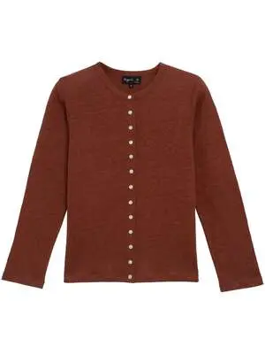 AGNES B. Le Petit Snap Linen Cardigan - Red