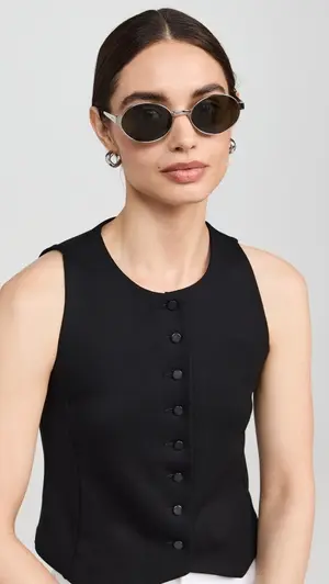 Saint Laurent Sl 692 Round Sunglasses - Silver-silver-grey