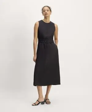 Everlane Linen Belted Midi Dress - Black