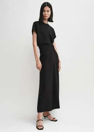 Toteme Slouch Waist Crinkled Dress - Black | Editorialist