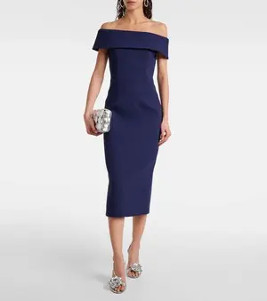 Rebecca Vallance Amore Off-shoulder Crêpe Midi Dress - Blue